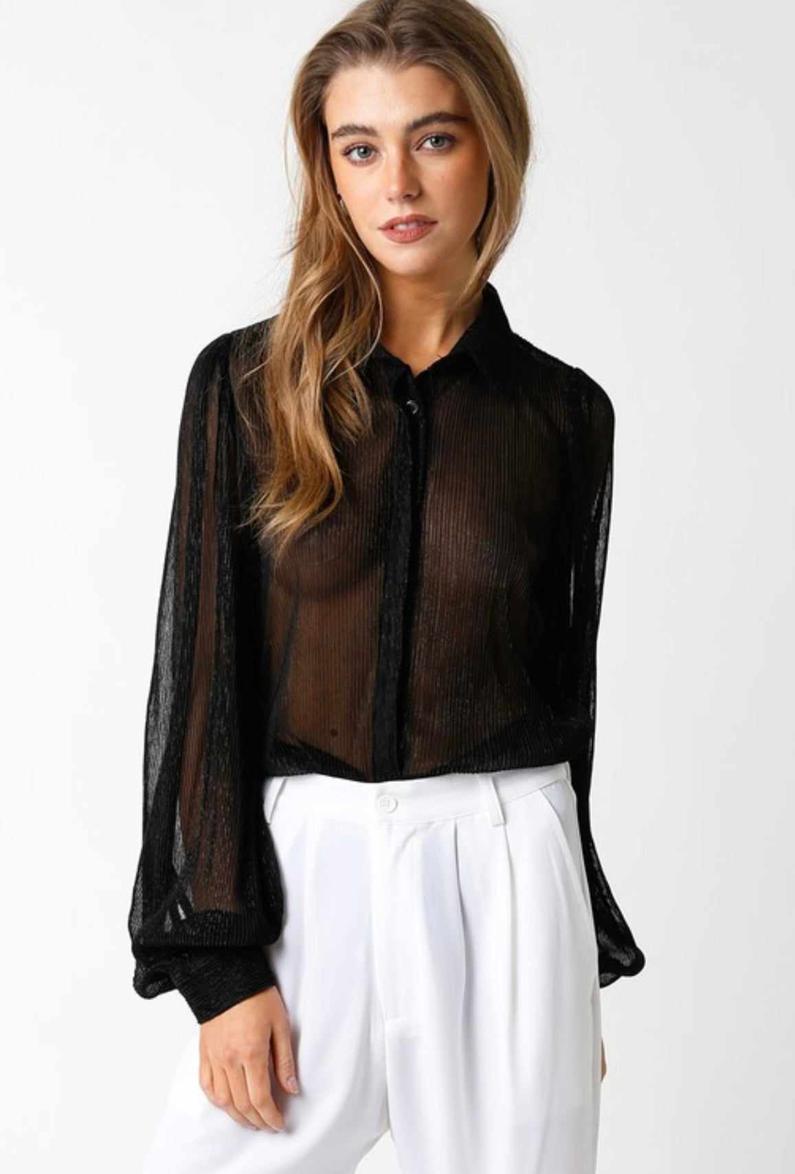 Sheer Black Blouse Twine